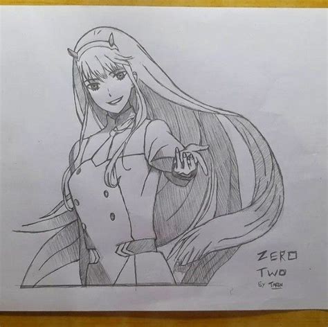 Zero Two Drawing From Darling In The Franxx Sketches Anime Sketch Drawings