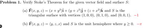 solved problem 1 verify stoke s theorem for the given