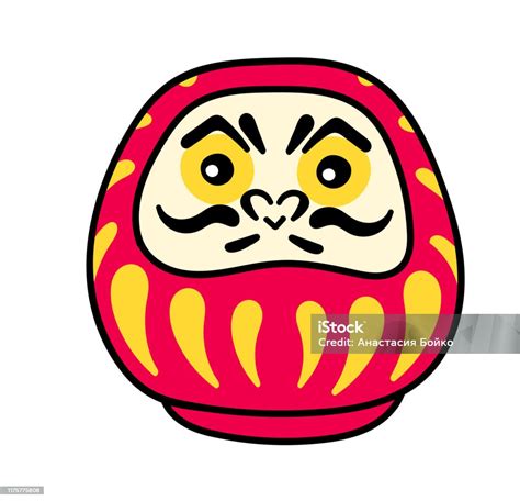 달마 전통적인 일본 인형 문신 핀 스티커 배지 패치귀여운 만화 벡터 일러스트레이션 공휴일에 대한 스톡 벡터 아트 및 기타 이미지