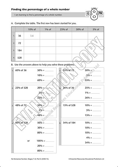 Find The Percentage Of A Whole Number Worksheets Library