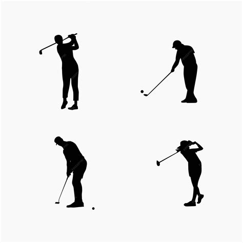 골프 선수 벡터 일러스트 레이 션의 실루엣 프리미엄 벡터