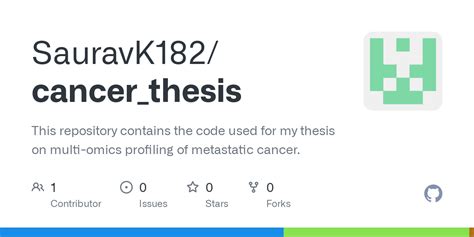 GitHub SauravK Cancer Thesis This Repository Contains The Code Used For My Thesis On Multi