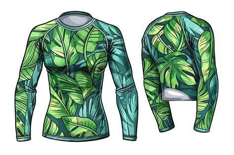 Premium Photo Die Cut Rash Guard With Banana Leaf Patterns On The Sleeves Illustration Flat