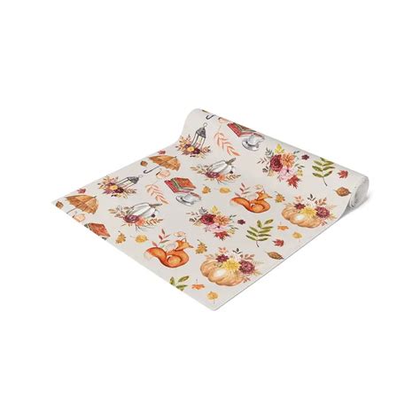 Есенен Пътека за Маса с Дизайн на Тикви и Цветя с Акварелни Temu Bulgaria