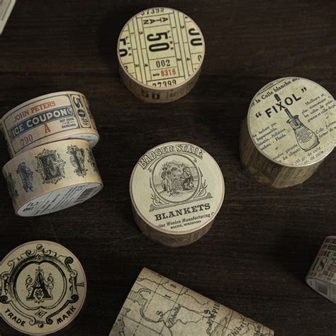 저널 스크랩북 일기 플래너용 레트로 와시 테이프 색상 신문 자료