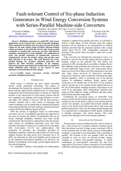 Pdf Fault Tolerant Control Of Six Phase Induction Generators In Wind Energy Conversion Systems