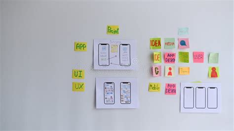 Website Design Wireframe Examples Of Web And Mobile App Wireframe Sketches On White Board Stock