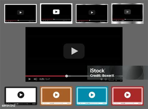 9에서 1 비디오 플레이어 템플릿 웹 및 모바일 애플 리 케이 션 플랫 스타일의 팩 벡터 일러스트 레이 션 0명에 대한 스톡 벡터 아트 및 기타 이미지 Istock
