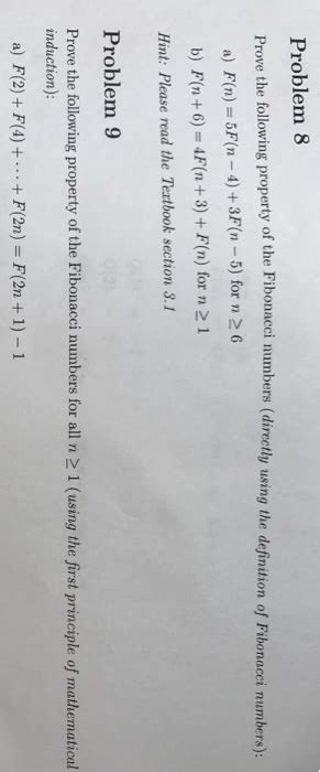Solved Prove The Following Property Of The Fibonacci Numbers