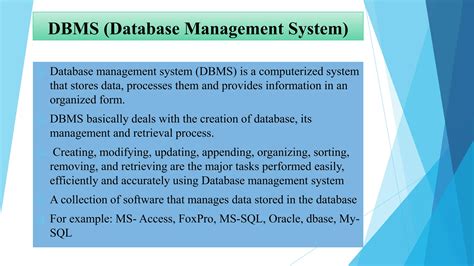 8 Database Management System With Ms Access Pptx