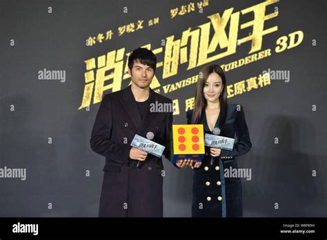 Chinese Actress Li Xiaolu Right And Taiwanese British Actor Rhydian Vaughan Attend A Press