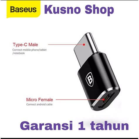 Jual Baseus Android Micro Usb Female Converter To Type C Male Adapter Shopee Indonesia