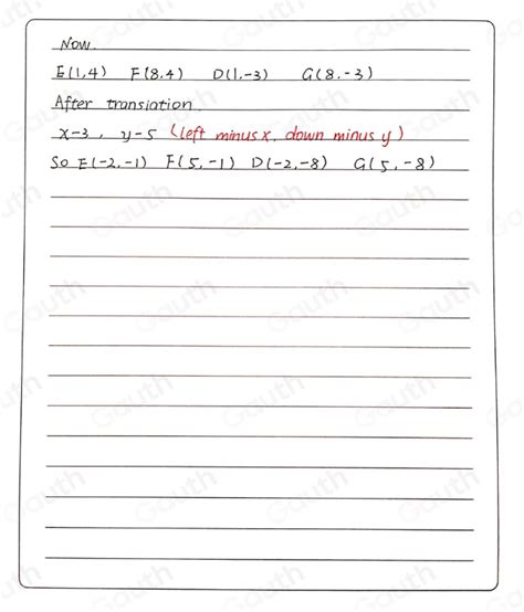 Solved Write The Coordinates Of The Vertices After A Translation 1 Unit Left And 5 Units Down
