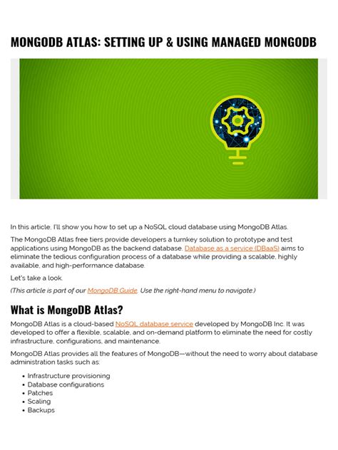 Mongodb Atlas Setting Up Using Managed Mongodb Pdf Mongo Db Graphical User Interfaces