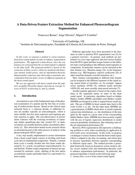 Pdf A Data Driven Feature Extraction Method For Enhanced Phonocardiogram Segmentation