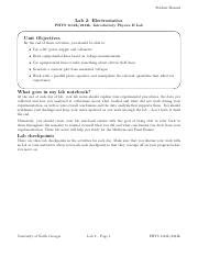 Phys2Lab Lab2 Electrostatics Fall2021 Pdf Babe Manual Lab 2 Electrostatics PHYS 1112L