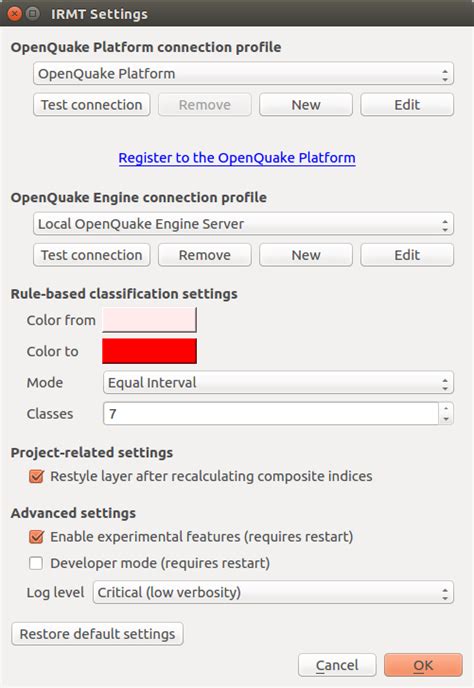 5 OpenQuake IRMT Settings Integrated Risk Modelling Toolkit 3 16 1 Documentation