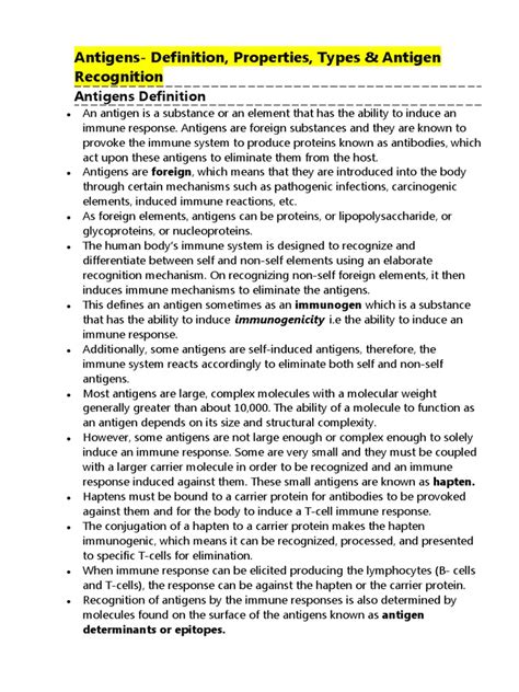 Antigens Definition Properties Types And Antigen Recognition Pdf Antigen Epitope