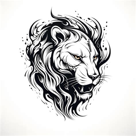 Premium Ai Image Lioness Head Tshirt Tattoo Design Dark Art