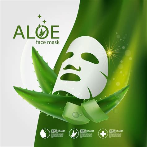 성분 알로에 베라 스킨 케어 화장품으로 현실적인 그림 화장품 프리미엄 벡터