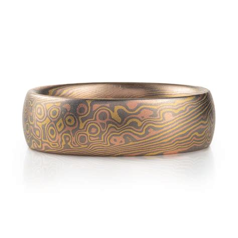 Mokume Gane Ring In Blaze Palette And Twist Droplet Pattern