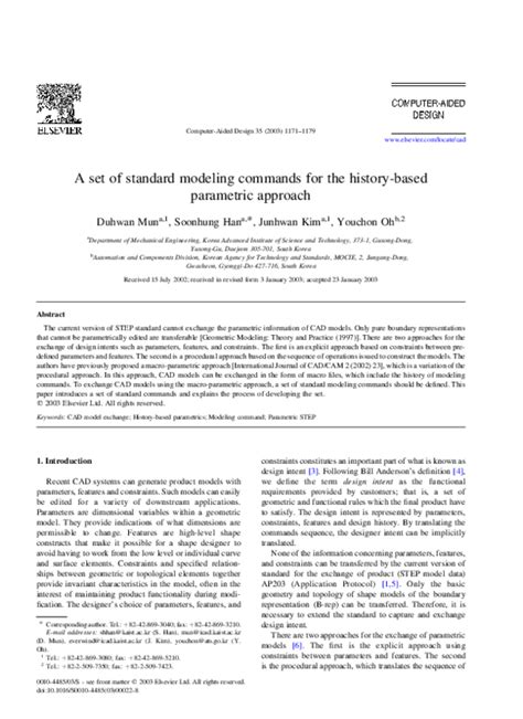 Pdf A Set Of Standard Modeling Commands For The History Based