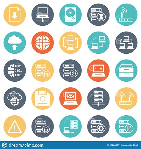 Database Server And Location Icons Set Every Icon Can Easily Modify Or Edit Stock Illustration