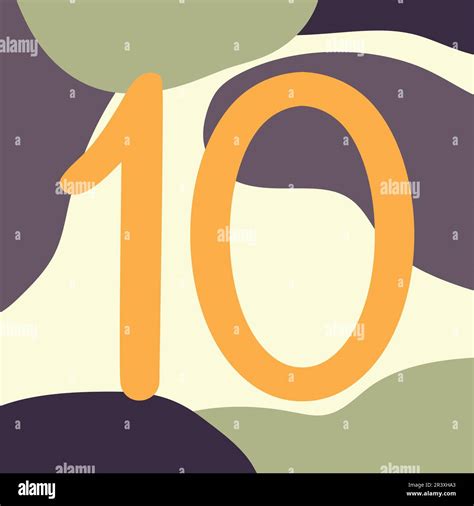 Hand Drawn Background With Number Ten And Abstract Shapes Vector Illustration Stock Vector
