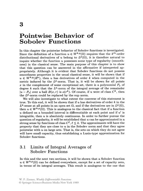 Weakly Differentiable Functions Volume 120 Pointwise Behavior Of Sobolev Functions Pdf