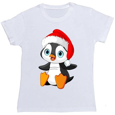 큰 파란 눈 펭귄 착용 크리스마스 산타 모자 여자 남자 친구 맞는 T 셔츠 남여 남자 여자 티 셔츠티셔츠 Aliexpress