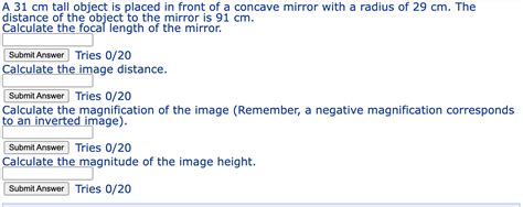 Solved A Cm Tall Object Is Placed In Front Of A Concave Chegg