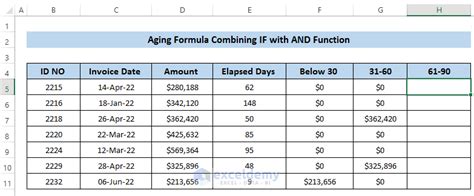 How To Illustrate The Aging Formula In Excel Using The If Function 4