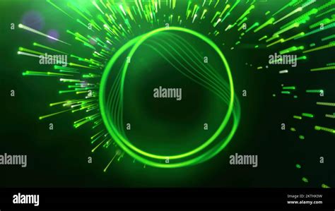 Green Bright Background Motion Bright Neon Burning Lines In Animation Shimmer With