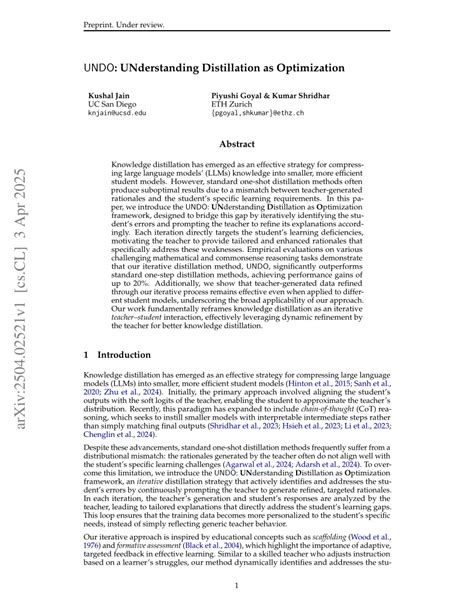 Pdf Undo Understanding Distillation As Optimization