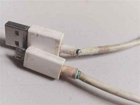 Broken Charger Cable On The Wooden Table Stock Photo Image Of Tech Electronic