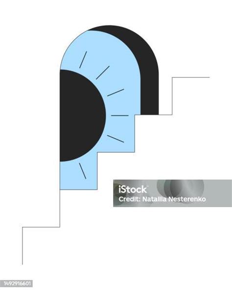 계단 뒤에 태양이 엿보이는 아치형 창 플랫 라인 컬러 벡터 개념 미스터리에 대한 스톡 벡터 아트 및 기타 이미지 미스터리