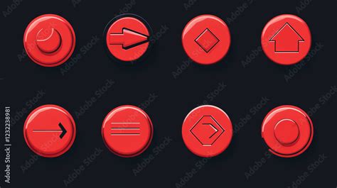 Red Ui Vector Button Animation For Game Interface Cartoon Set Hover Banner Gold Frame Design