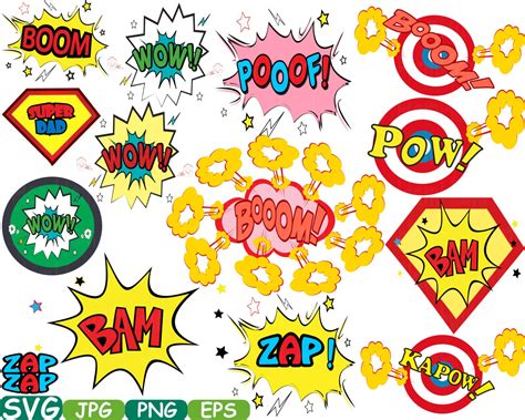 Superheroes Pop Art Text Props Super Hero Comic Speech Bubble