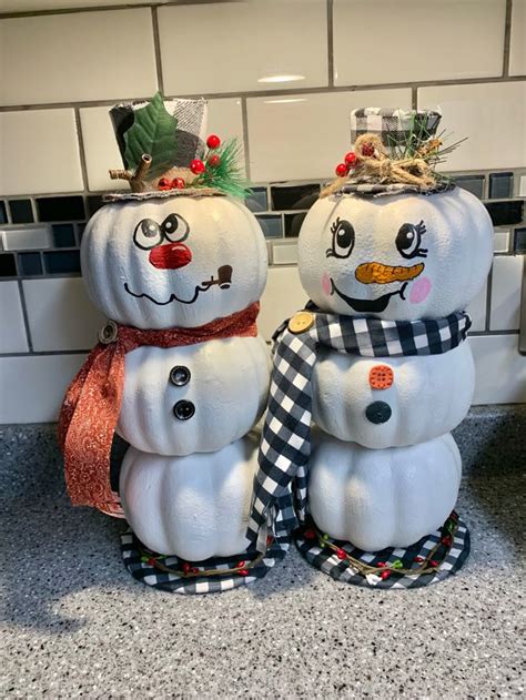 Dollar Tree Foam Pumpkins Turned Snowmen Christmas Crafts Diy Dollar