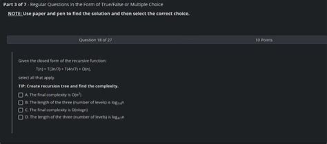 Solved Part Of Regular Questions In The Form Of Chegg Com