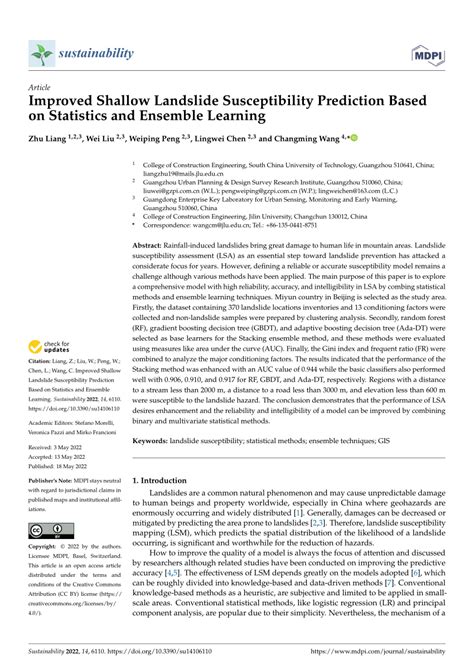 Pdf Improved Shallow Landslide Susceptibility Prediction Based On