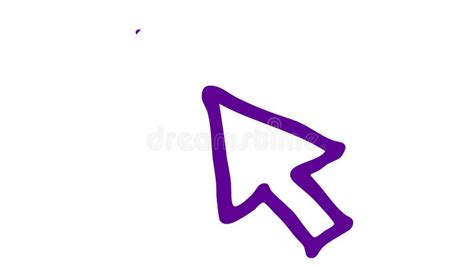 Animated Violet Symbol Of Mouse Cursor Arrow With Rays Clicks Icon In Sketch Style Stock Video