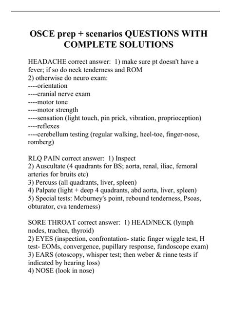 Osce Prep Scenarios Questions With Complete Solutions Adex Dse Osce