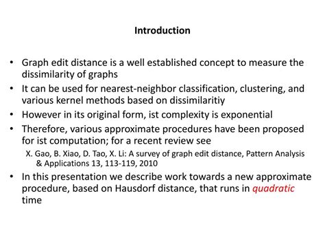 Ppt Towards A Quadratic Time Approximation Of Graph Edit Distance Powerpoint Presentation Id