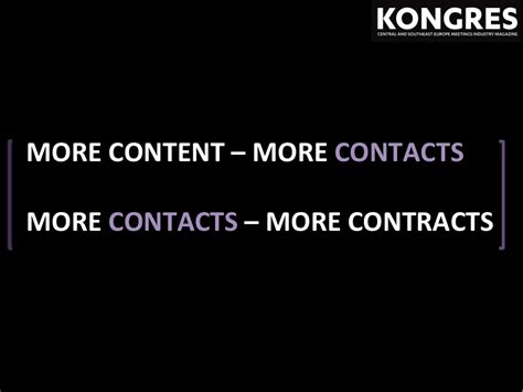 More Contacts More Contracts The Slovenian Convention Bureau