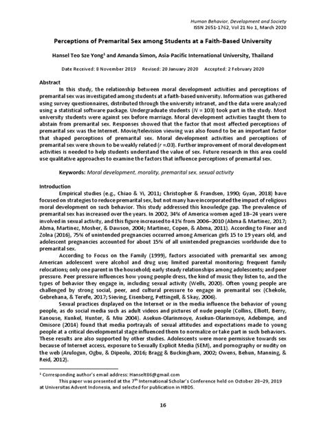 Perception Of Premarital Sex Among Students Pdf