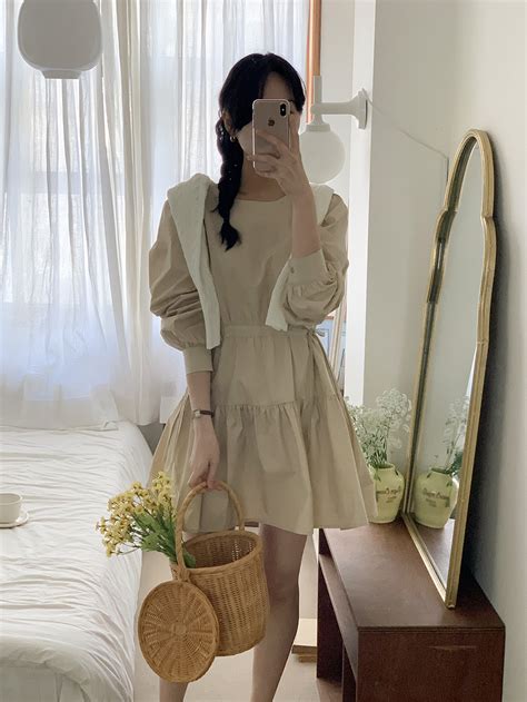 루엣 🫰반팔추가 Made 솔티 허리 스트링 퍼프 캉캉 긴팔 반팔 미니 원피스