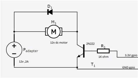 Pi How To Control V DC Motor With A NPN Transistor A GPIO Pin And A V DC Power Supply
