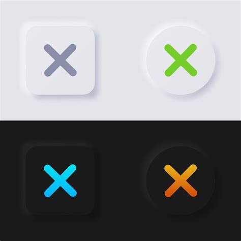 Premium Vector Cross Icon Set Multicolor Neumorphism Button Soft Ui Design