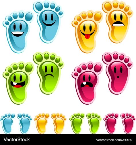 Colorful Happy Feet Icons Royalty Free Vector Image